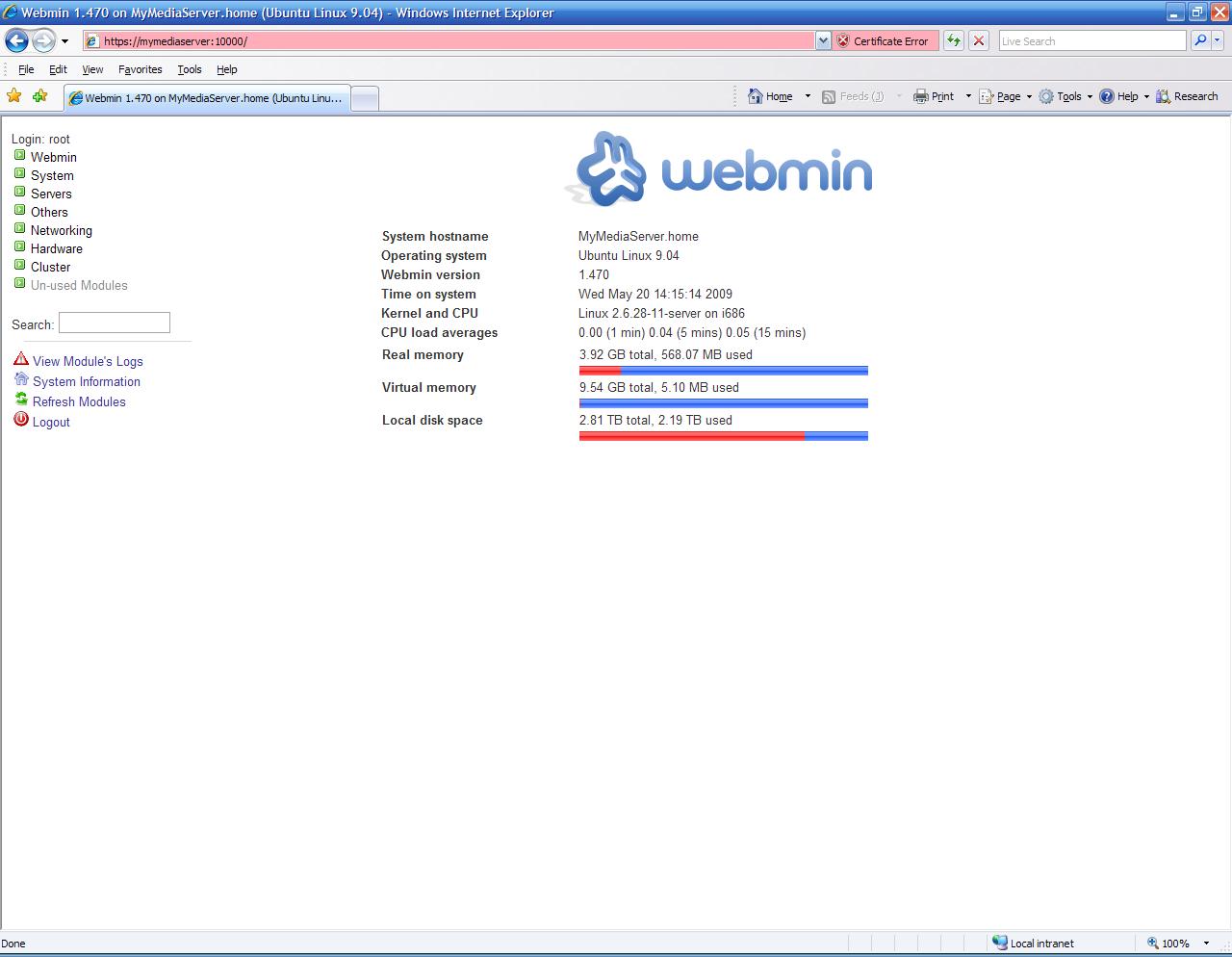 Administer Ubuntu Server Using Webmin